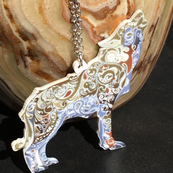 Jewelry | Howling Wolf On A Chain Colorful Paisley | Poshmark